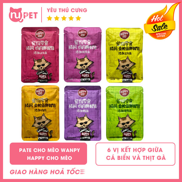 Pate WANPY HAPPY 100 dành cho mèo - Nu Pet - Nuôi Pet - Yêu Thú Cưng