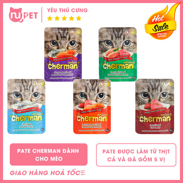 Pate cho mèo cưng Cherman từ thịt thật - Nu Pet - Nuôi Pet - Yêu Thú Cưng